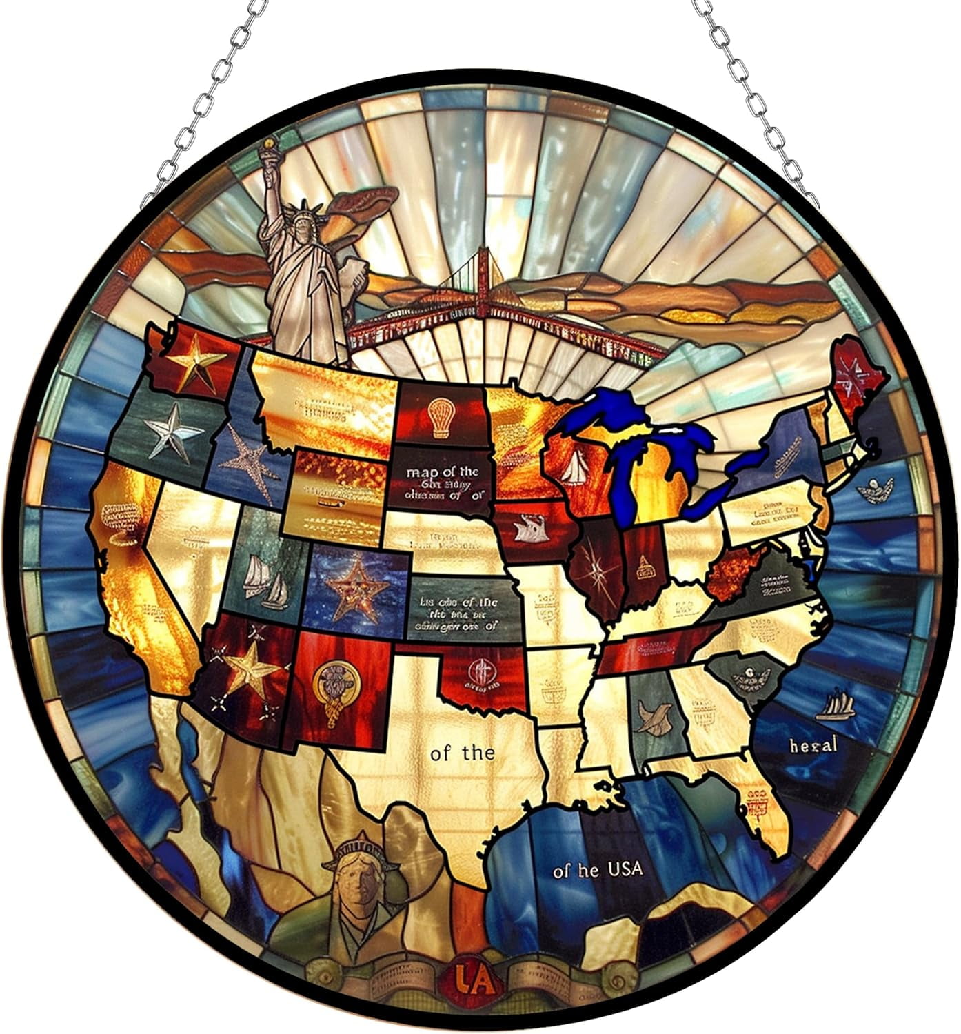 USA Map Stained Glass Window Hanging, Name Suncatcher - Stained Glass ...