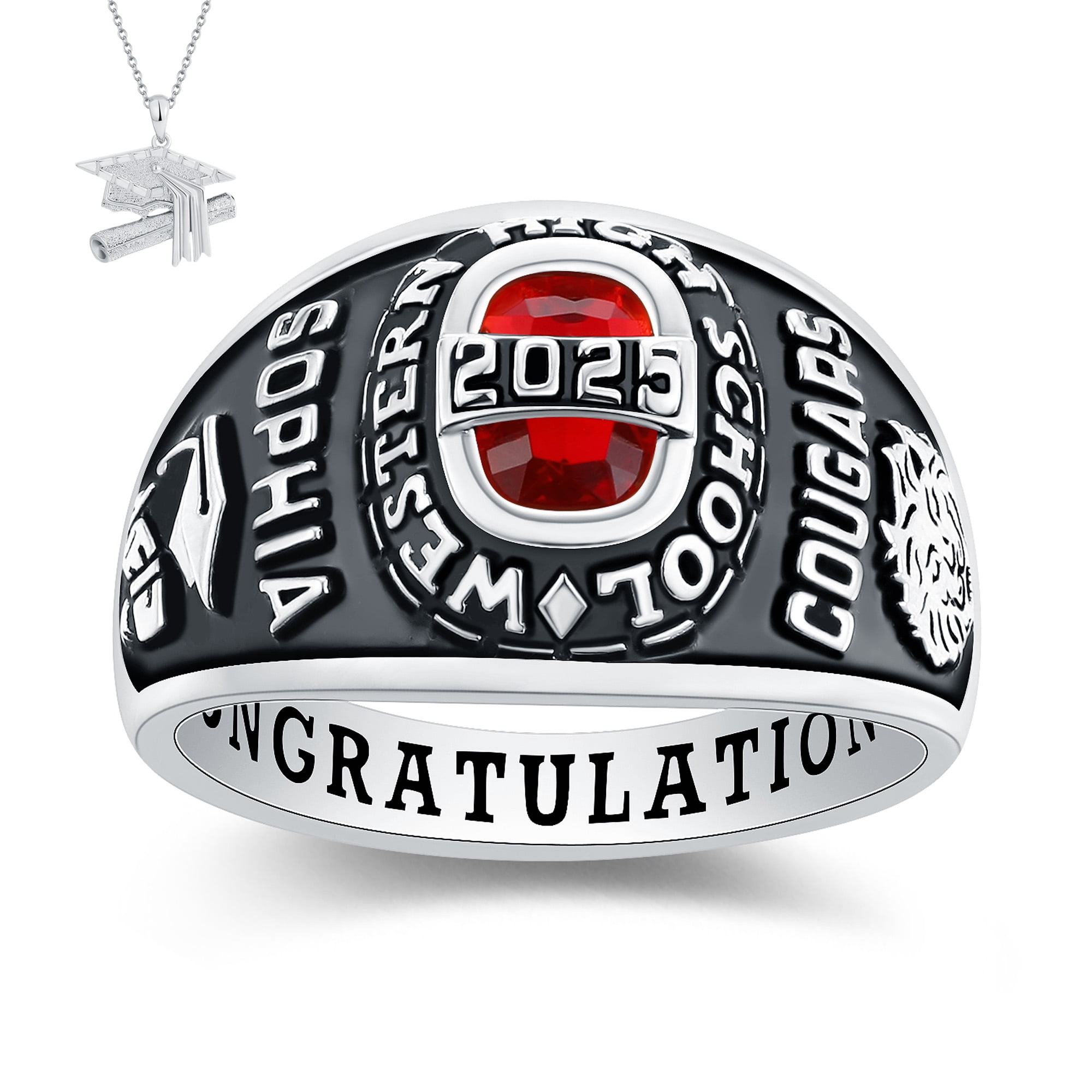 USA Mementos Custom Women's Class Ring Silenium Brass for High School ...