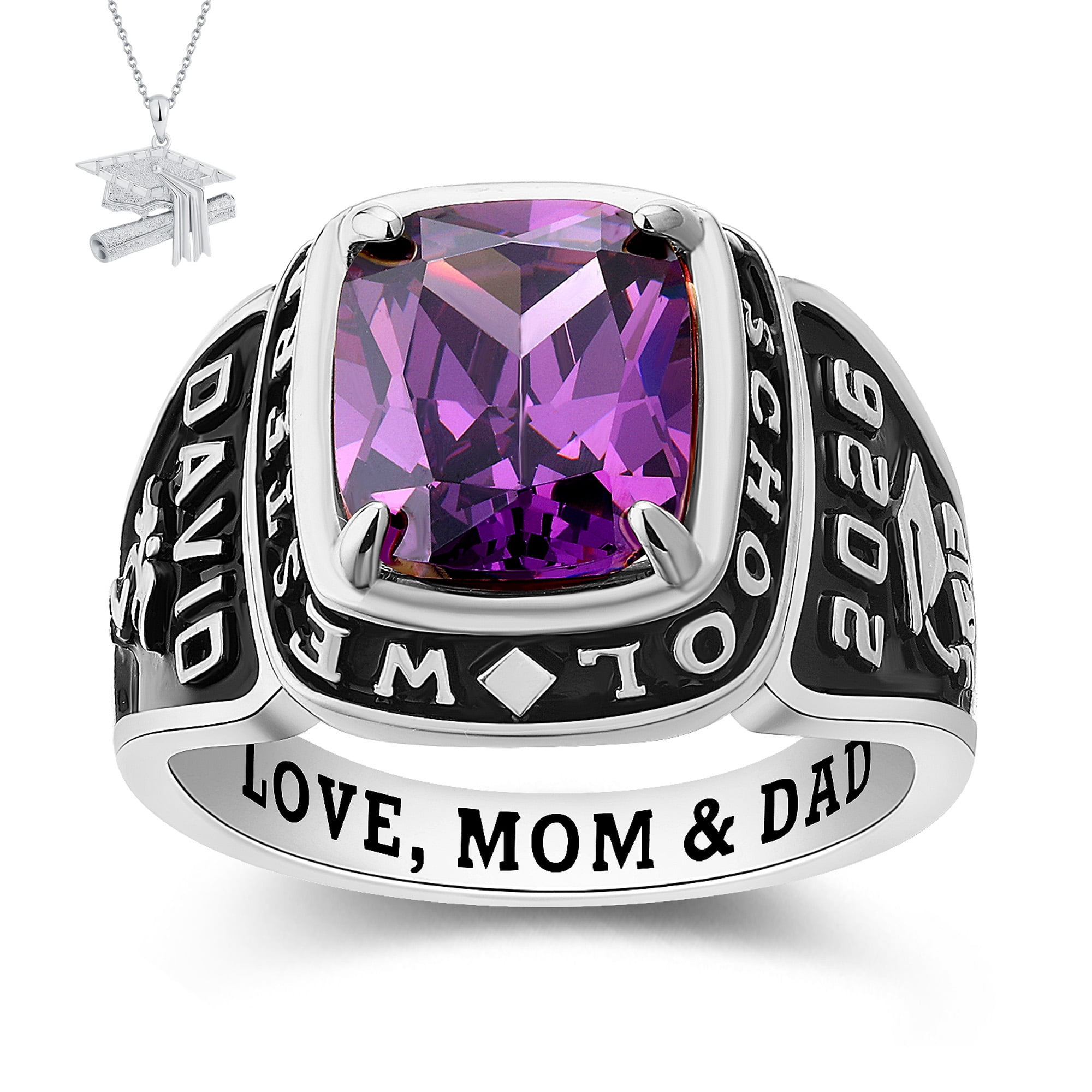 USA Mementos Customized Elite Men's Class Rings Sterling Silver for High School & College ...