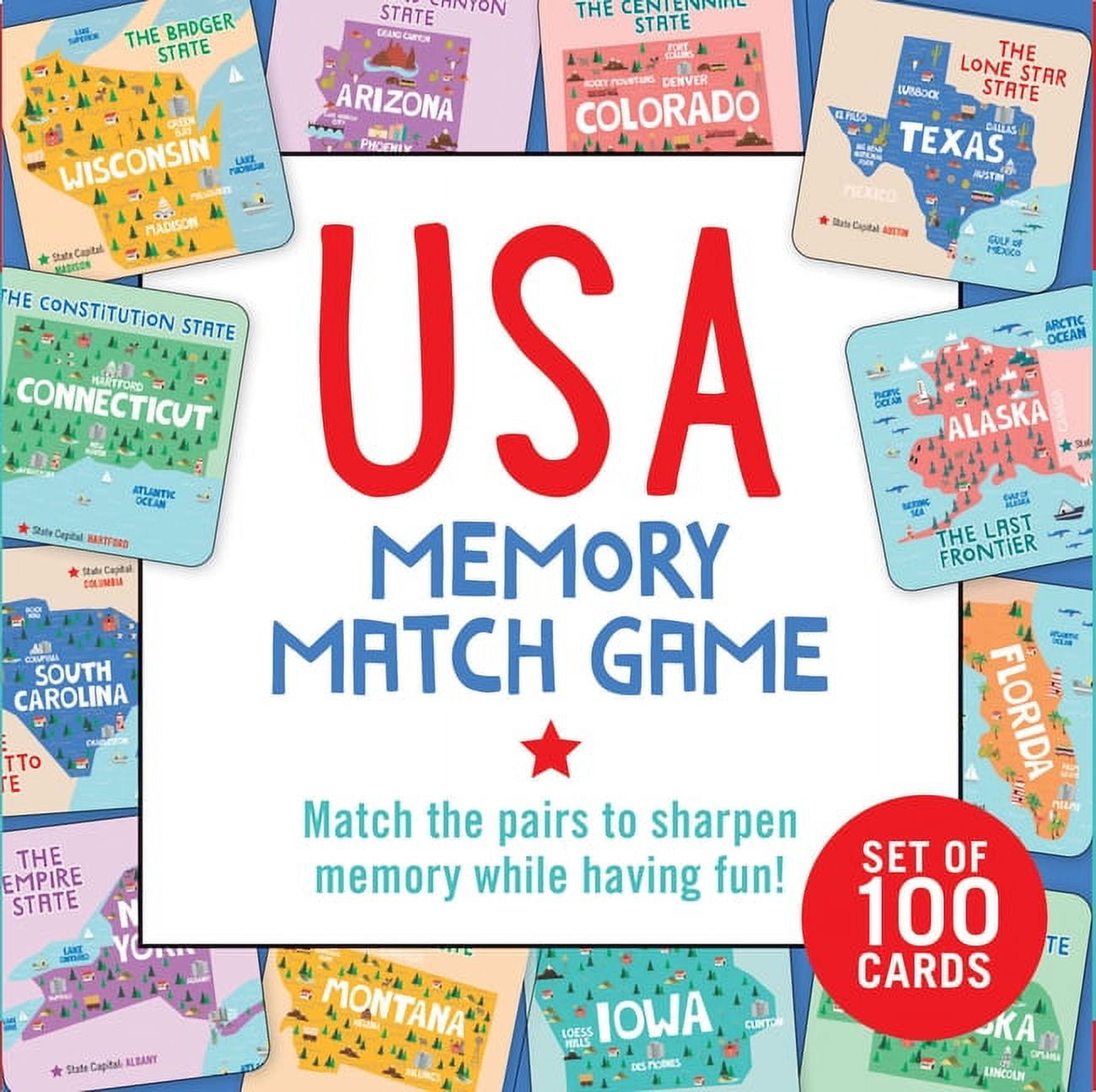 USA Memory Match Game (Set of 100 Cards) (Other) - Walmart.com