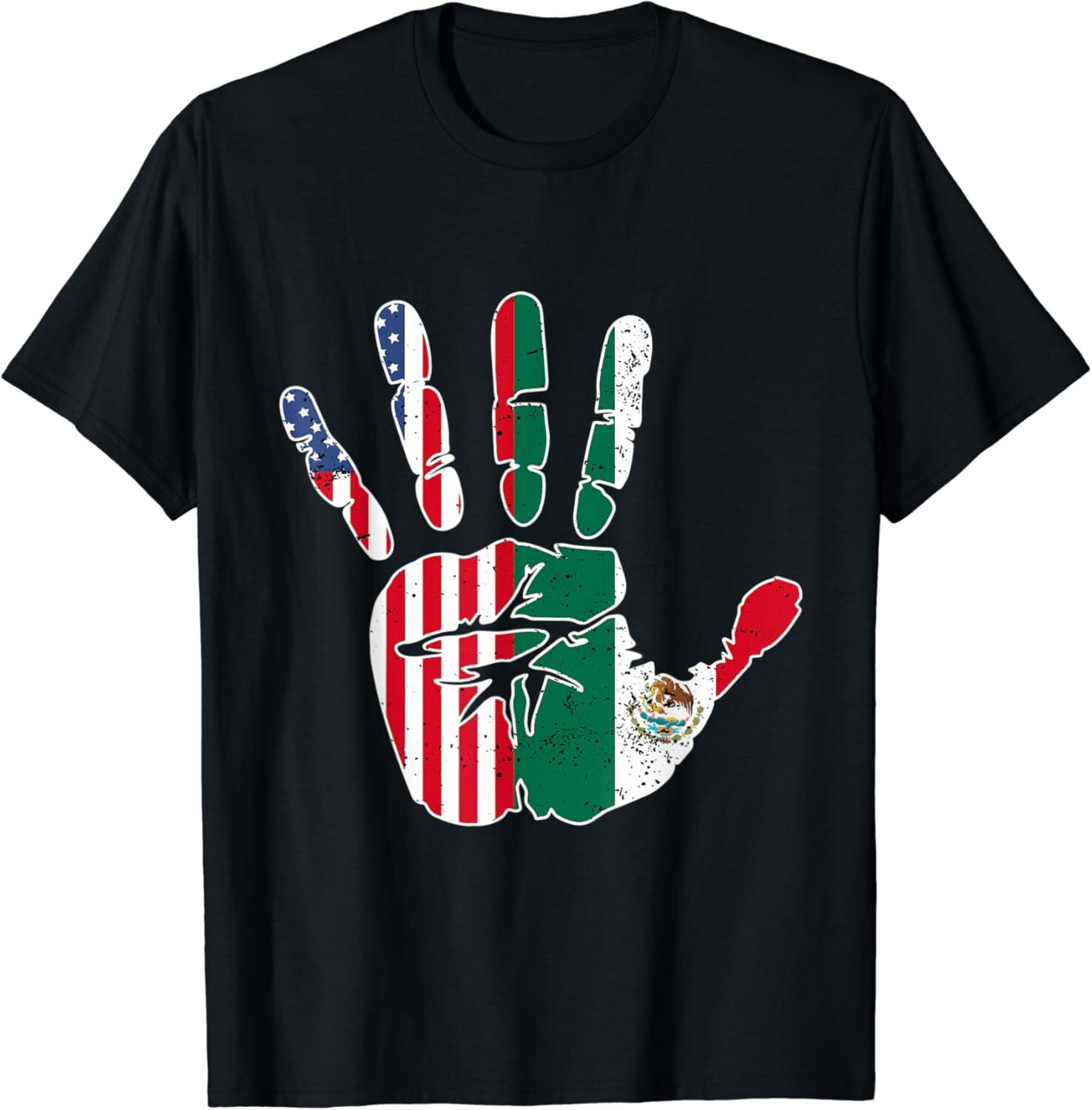 USA Mexico Handprint Flag | Proud Mexican American Heritage T-Shirt ...