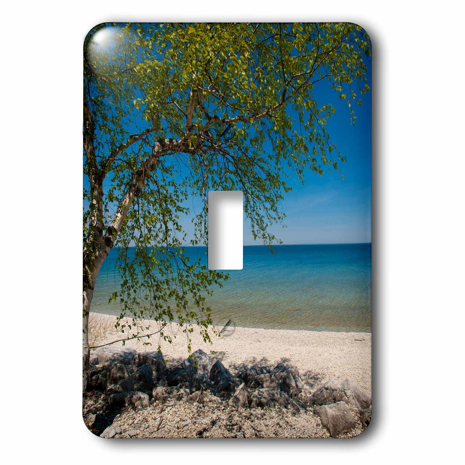 USA, Michigan. Mackinac Island rocky beach. single toggle switch lsp ...