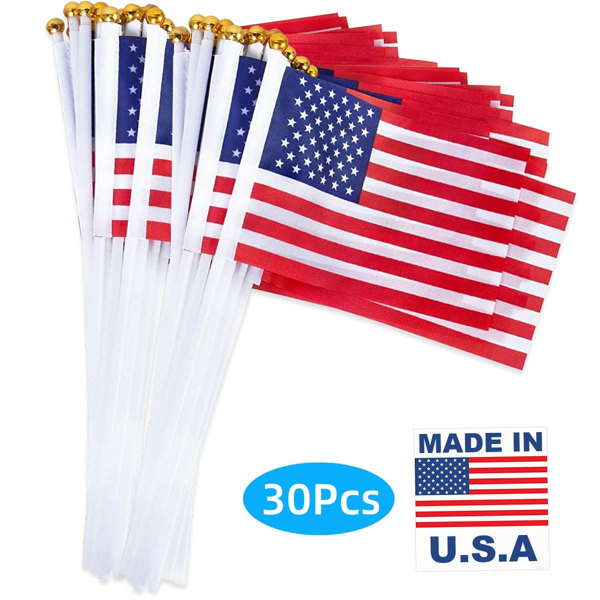 USA Mini Flag 30 Pack - Hand Held Small Miniature American US Flags on ...
