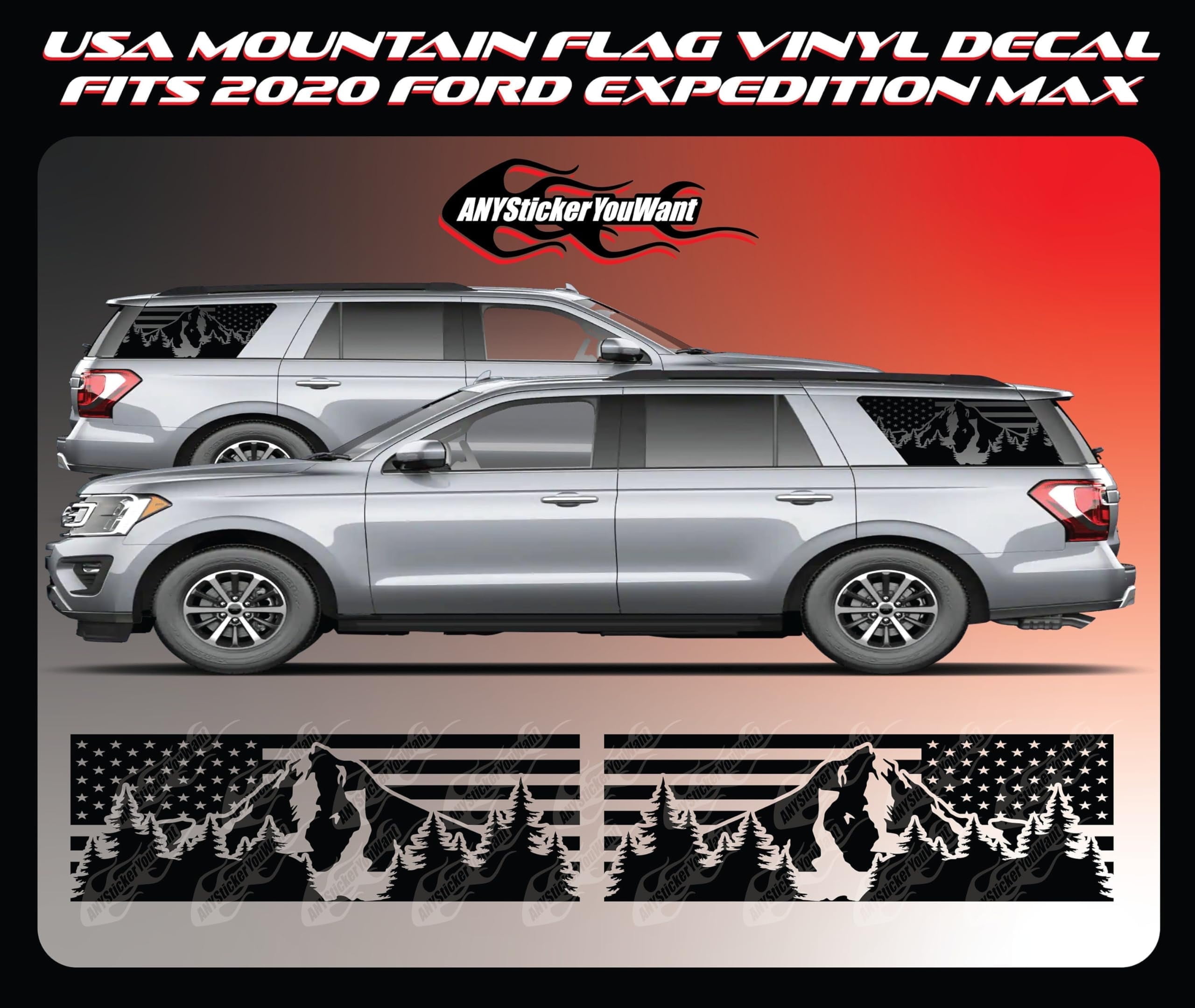 USA Mountain Flag Vinyl Decal Window Sticker Compatible with and Fits ...