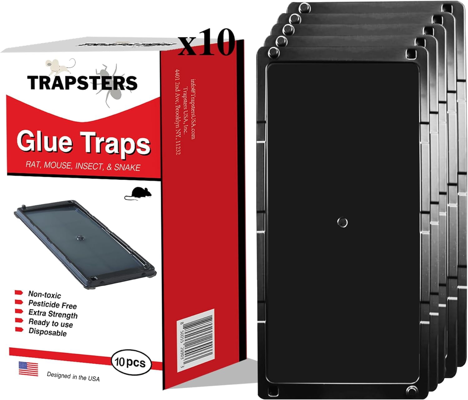 USA Mouse & Rat Plastic Glue Traps (100CT) - 5x10 Inches, Pre-Baited ...