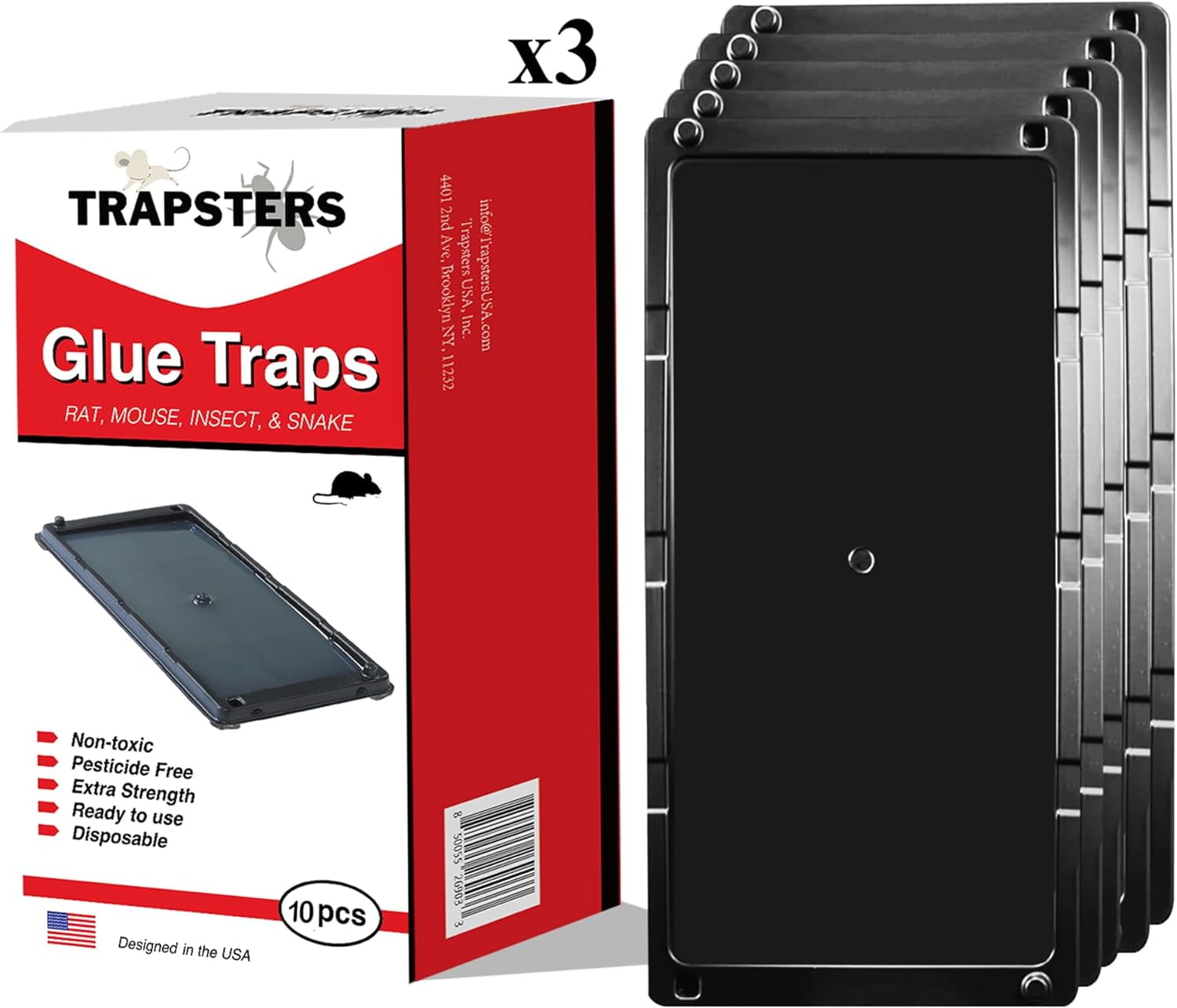 USA Mouse & Rat Plastic Glue Traps (30CT) - 5x10 Inches, Pre-Baited ...