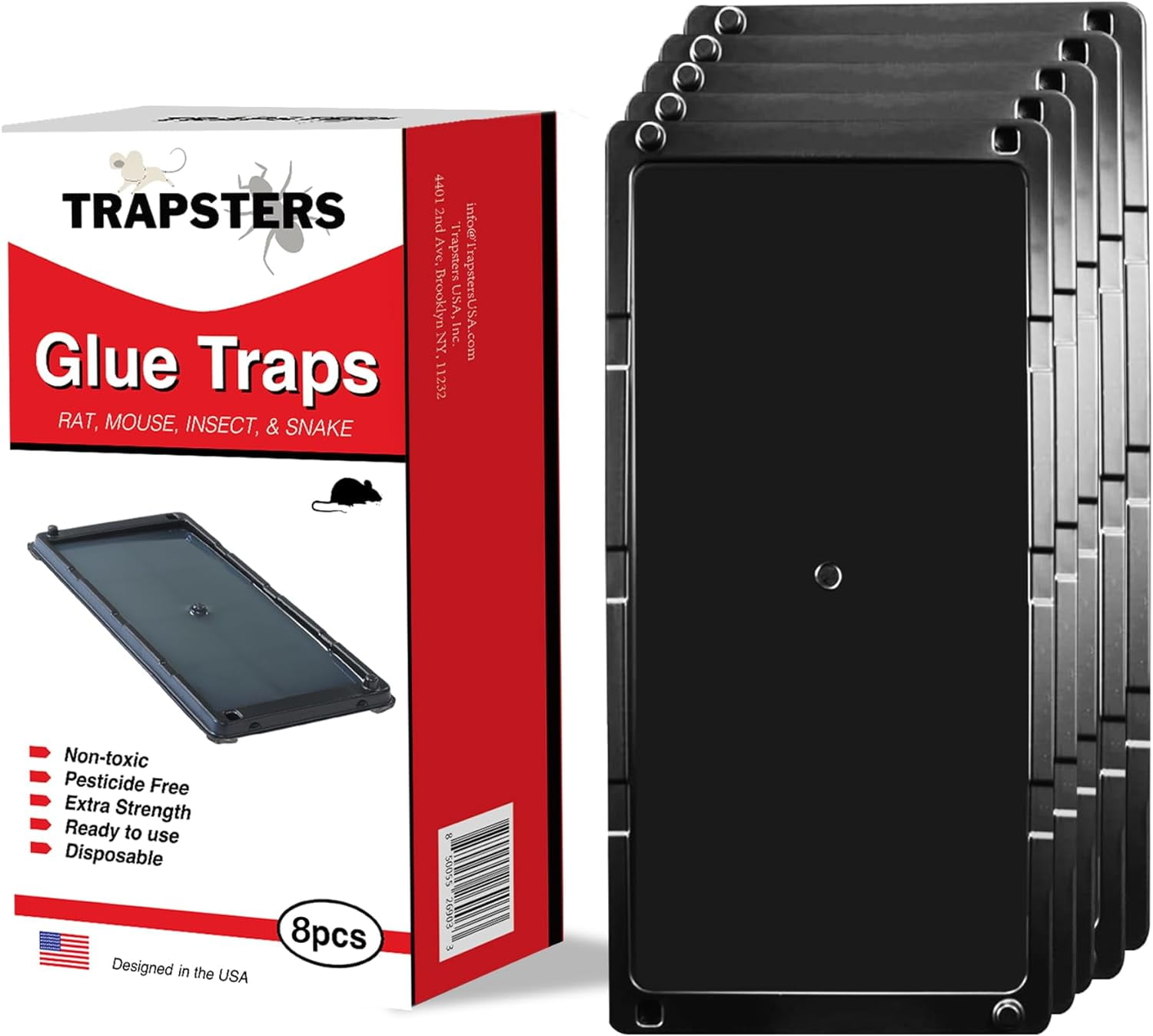 USA Mouse & Rat Plastic Glue Traps (8CT) - 5x10 Inches, Pre-Baited, Non ...