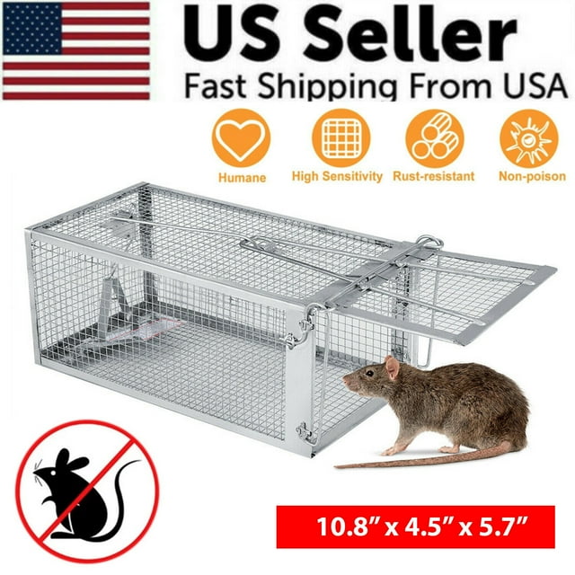 Humane Rat Trap - Reusable, Easy to Set Up Live Catch Cage by USA Mouse ...