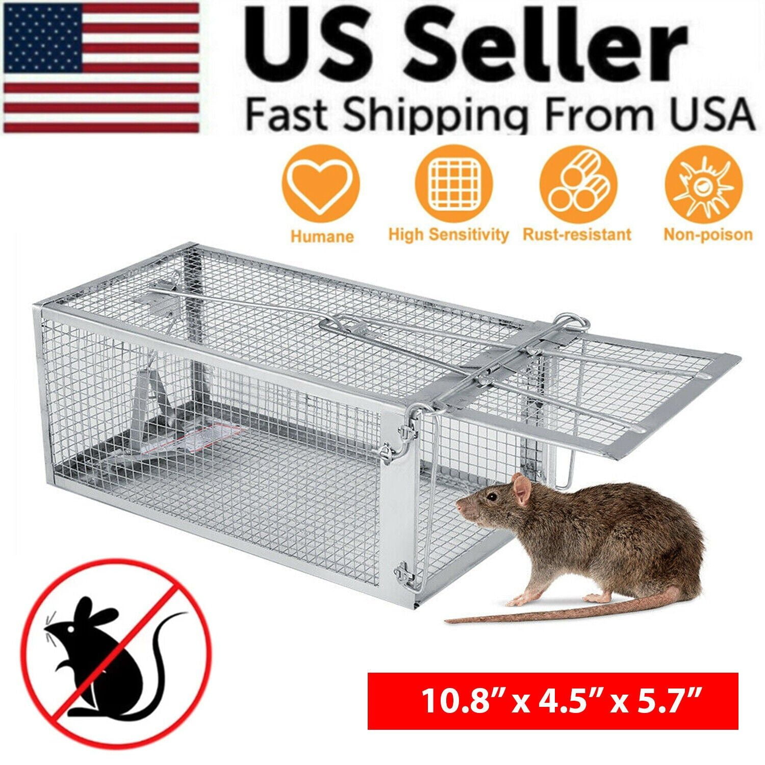 USA Mouse Trap Rat Trap Rodent Trap Live Catch Cage, Easy to Set Up and ...