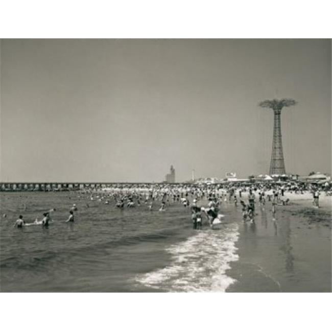 USA New York State New York City Coney Island Tourists on Beach Poster ...