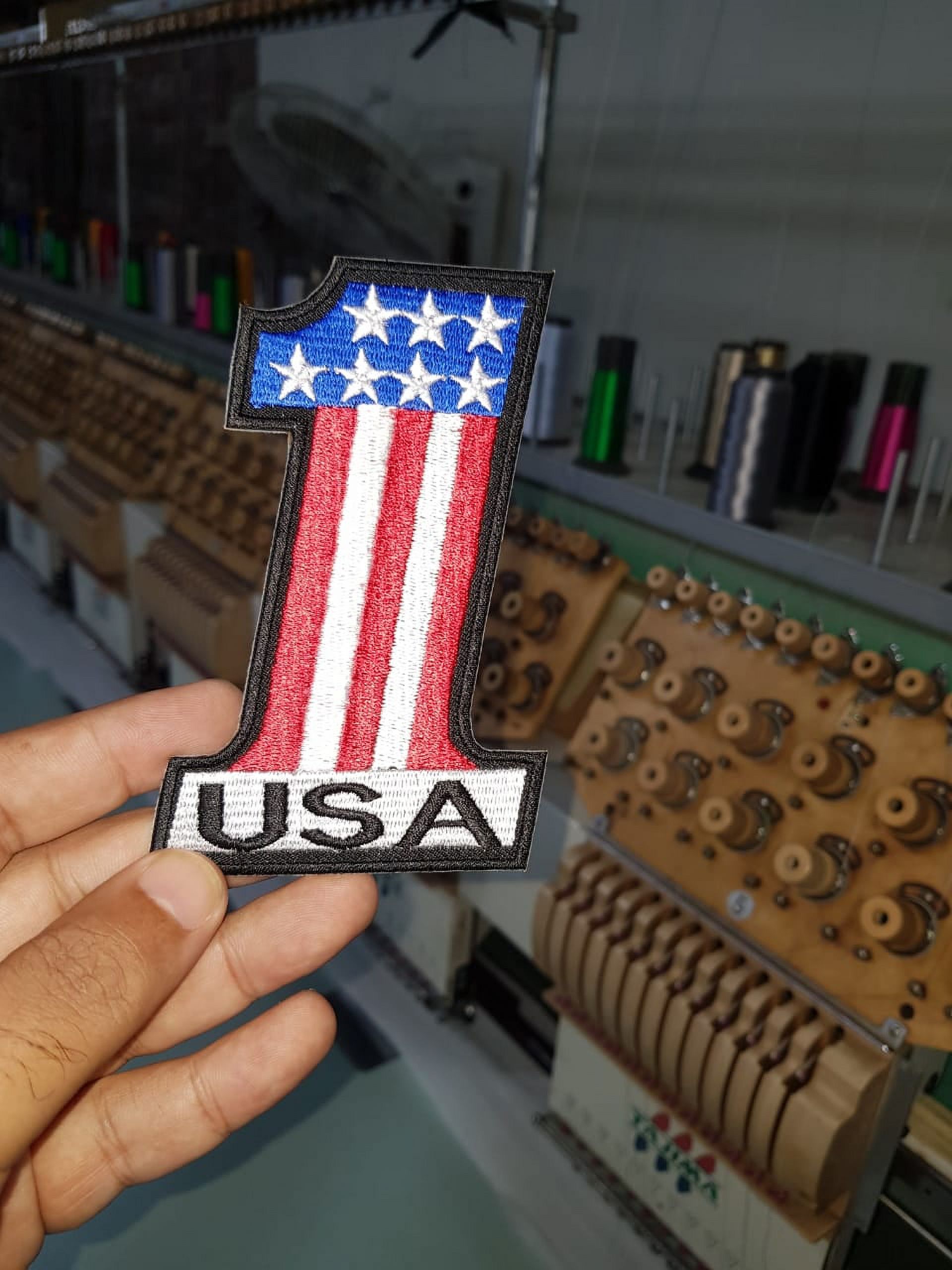 USA Number 1 Embroidery Patch Iron On Sew On 4.5x3 - Walmart.com