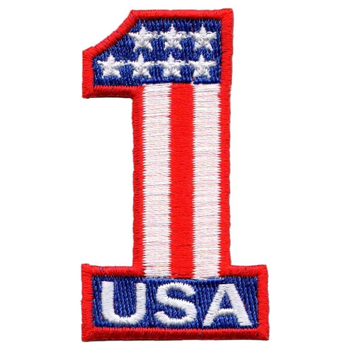 USA Number 1 One Patch Racing Flag Symbol American Embroidered Iron On ...