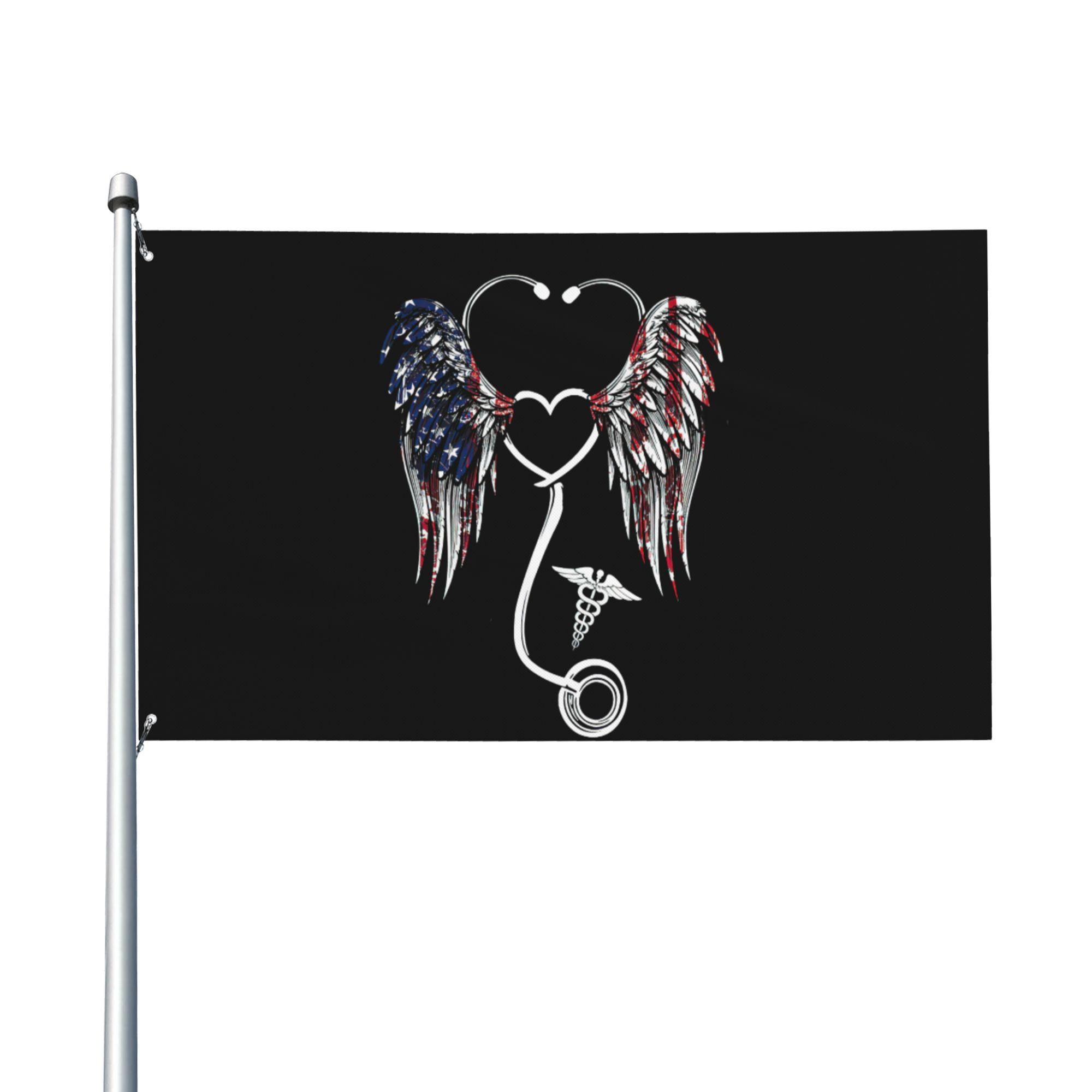 USA Nurse Angel Wings American Flag Outdoor Garden Flag Breeze Flag ...