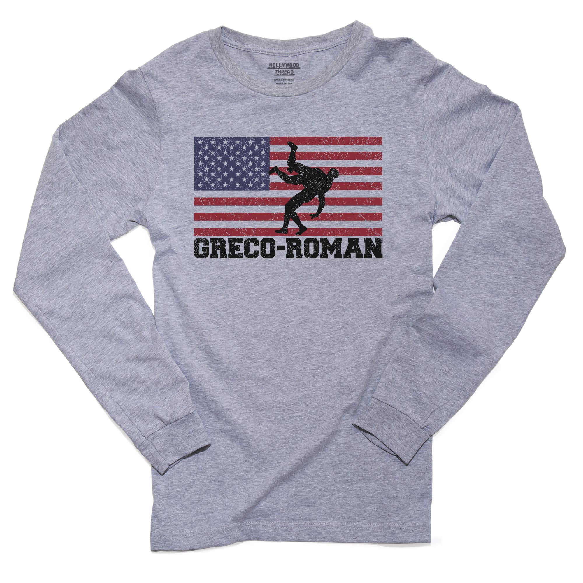 USA Olympic - Greco-Roman - Flag - Silhouette Men's Long Sleeve Grey T ...