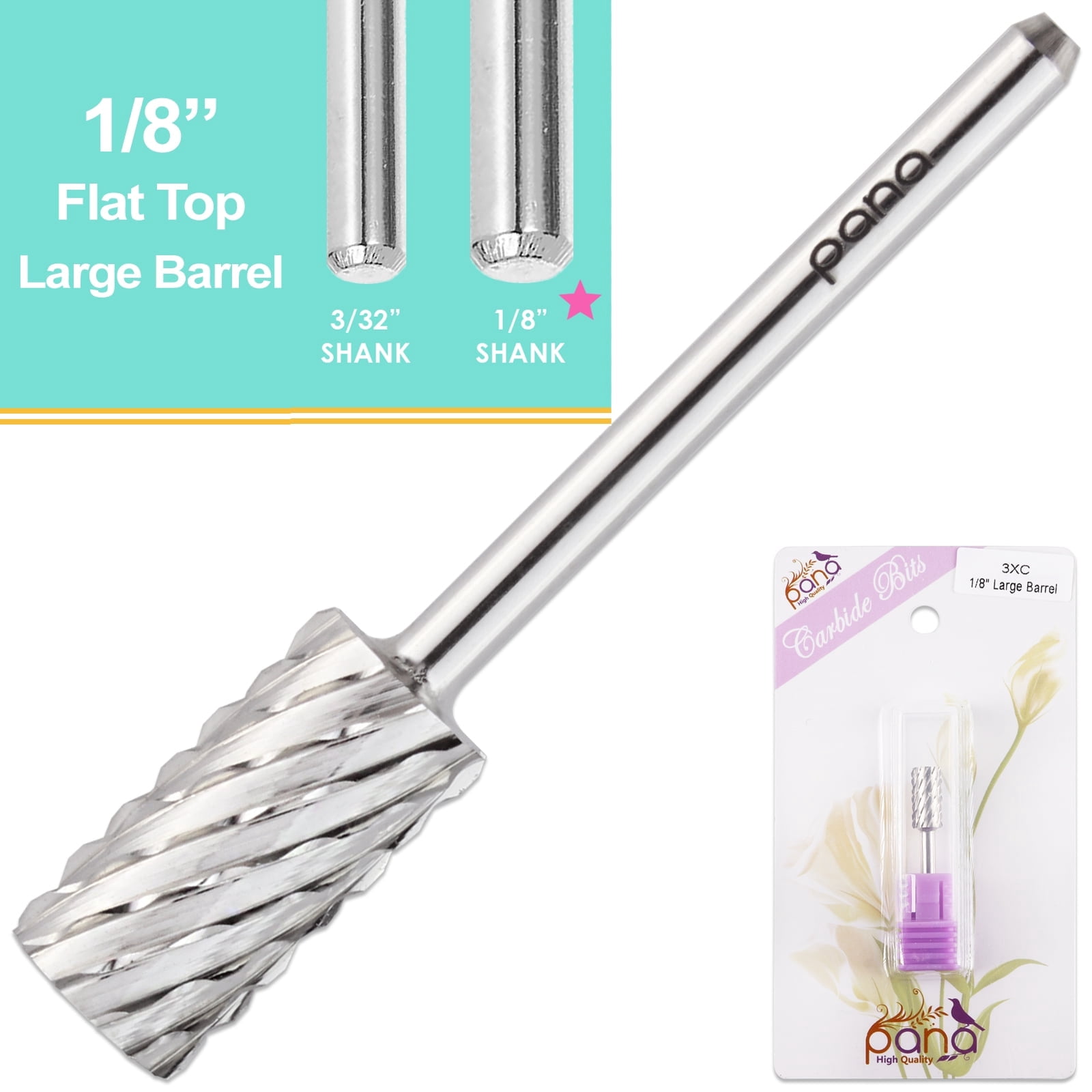 USA PANA 1/8" Professional Flat Top Large Barrel Carbide Bit - Nail ...