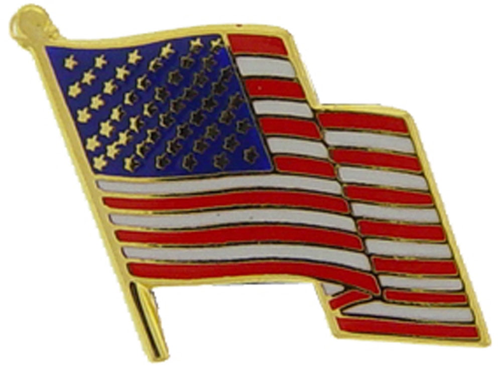 USA & PATRIOTIC, American Wavy Flag Enamel Lapel Pin - Officially ...