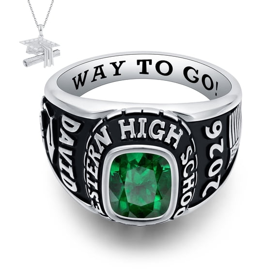 USA Mementos Custom Women’s Sterling Silver Class Ring for High School ...