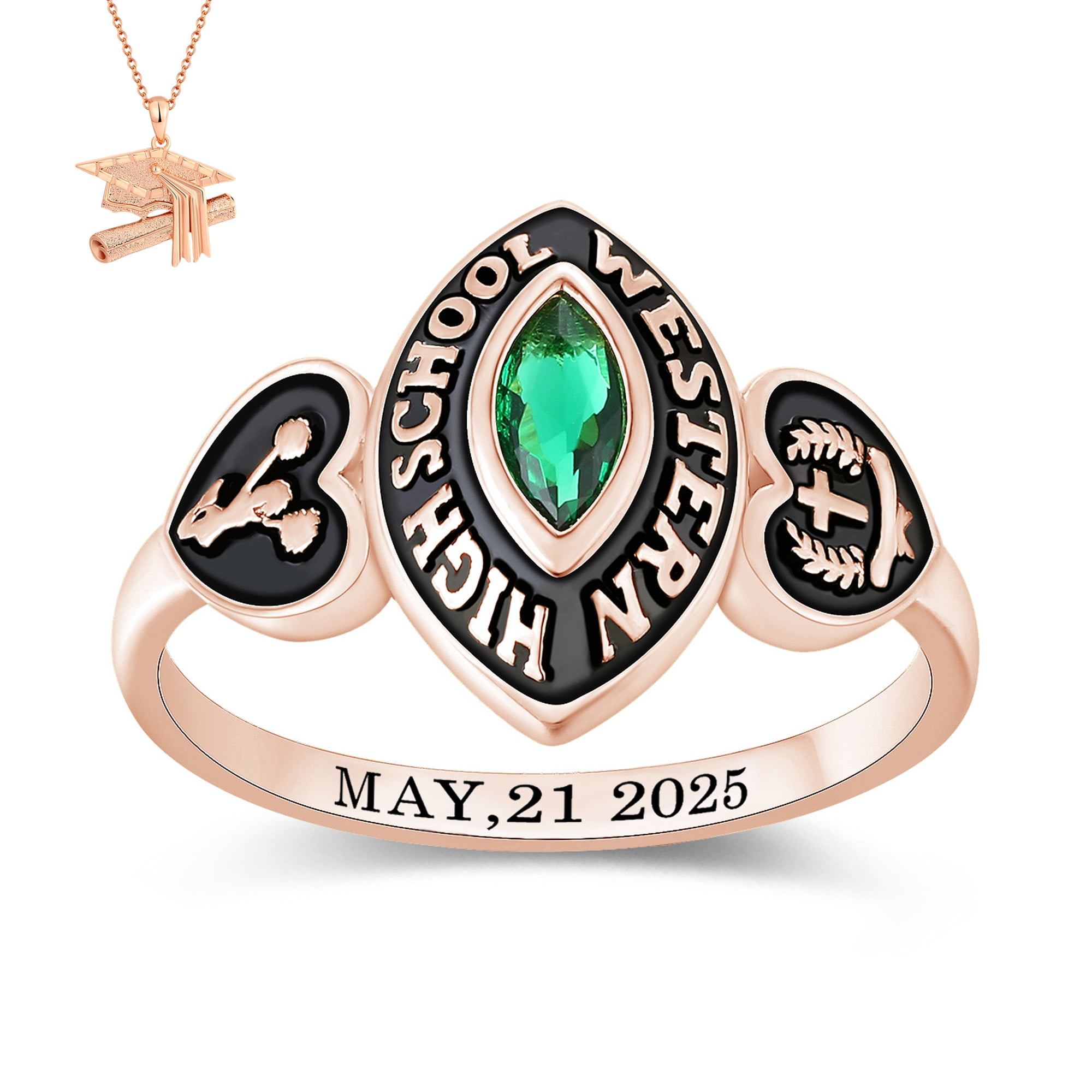 USA Mementos Customized Women's Class Rings Sterling Silver for High ...