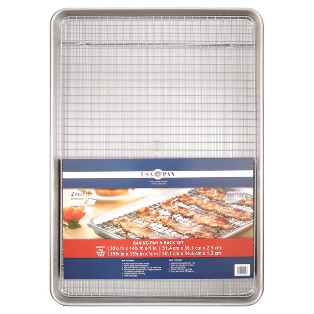 USA Pan Bakeware Nonstick Extra Large Sheet Pan & Cooling Rack - 2 ...