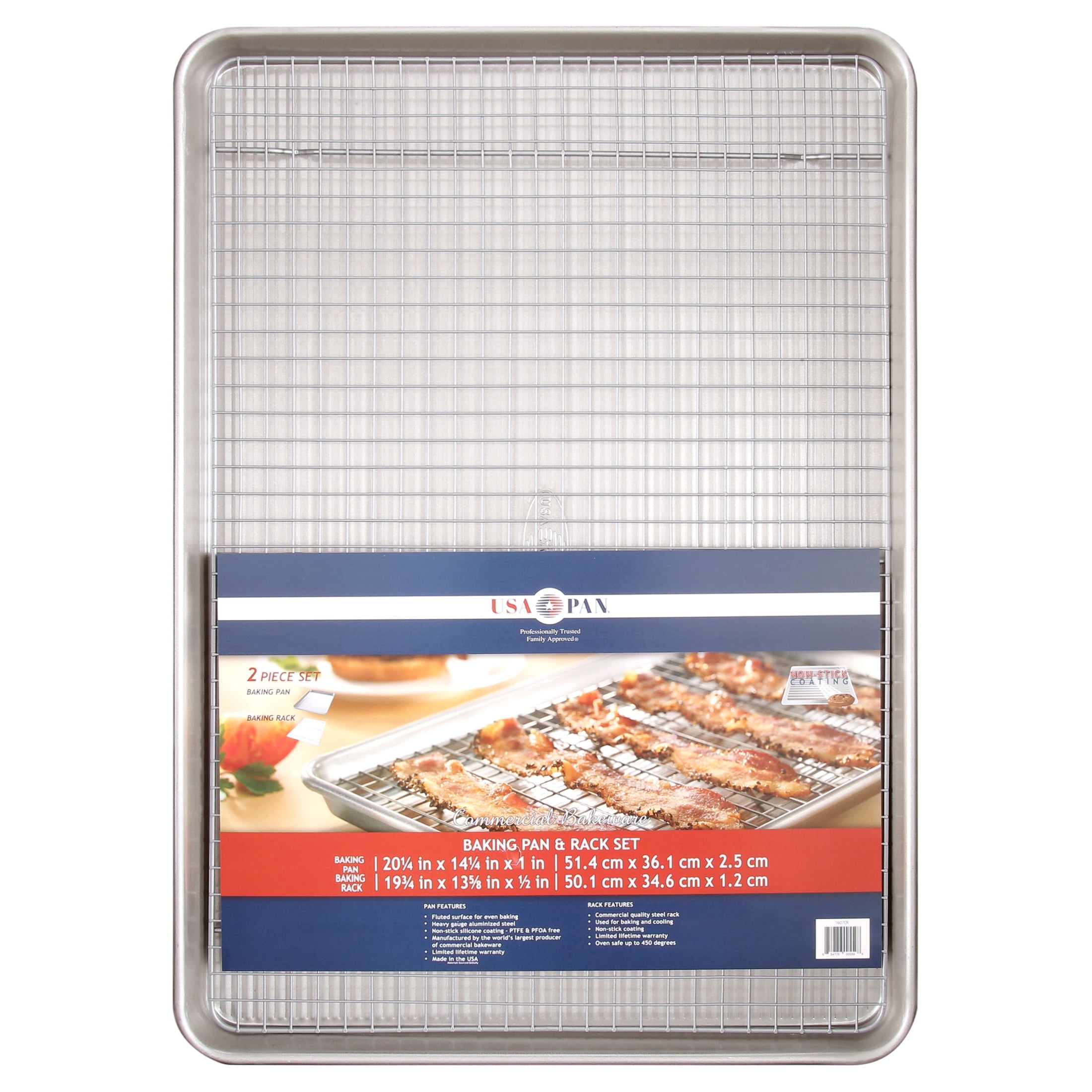 USA Pan Bakeware Nonstick Extra Large Sheet Pan & Cooling Rack - 2 ...
