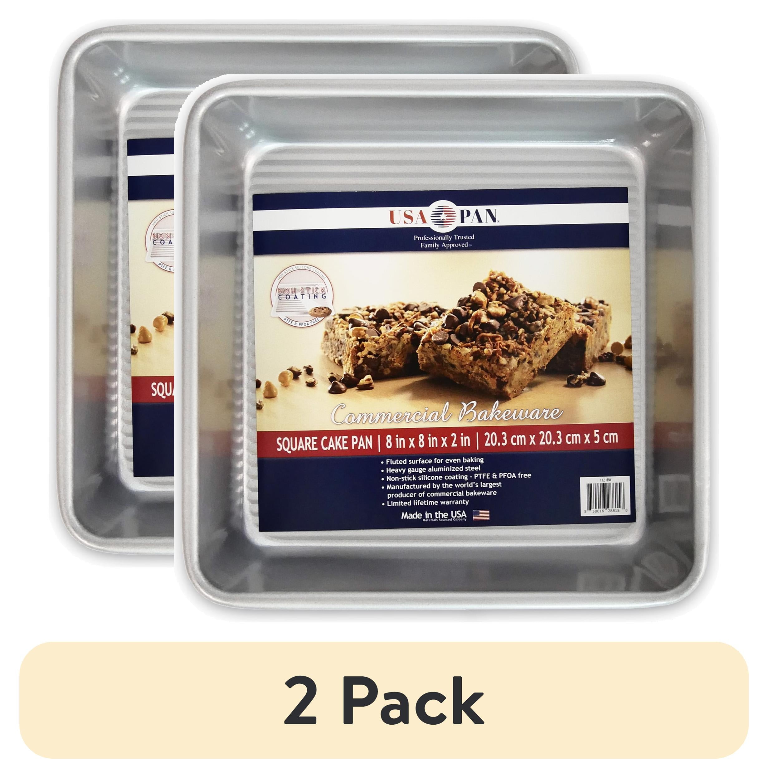 (2 pack) USA Pan Bakeware Seamless Nonstick 8 Inch Square Cake Pan ...