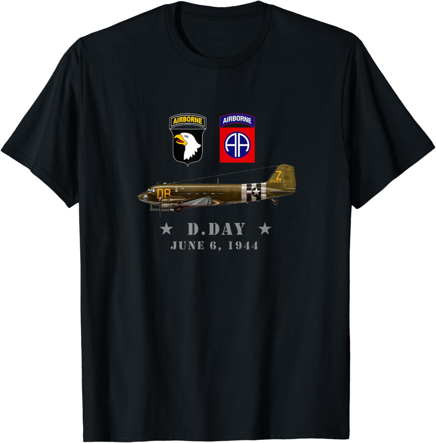 USA Paratroopers D-Day WWII Normandy 82nd 101nd Airborne T-Shirt ...