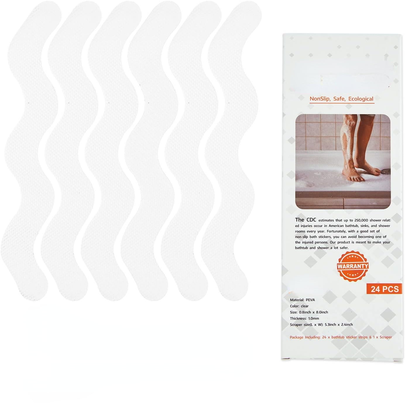 USA Patented Anti Slip Shower Stickers 24 PCS Safety Bathtub Strips ...
