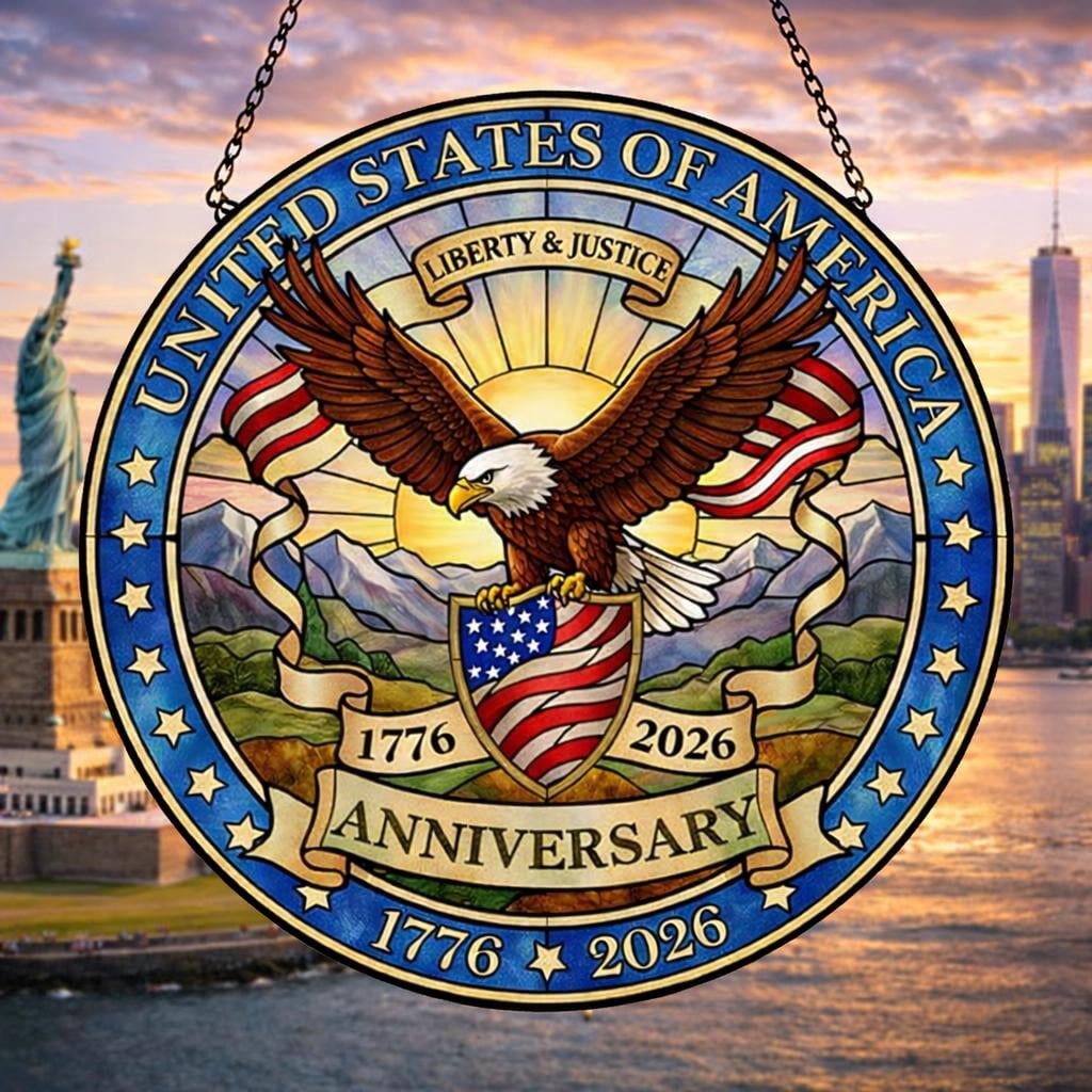 USA Patriotic 250th Anniversary Stained Glass - 1776-2026 Milestone ...