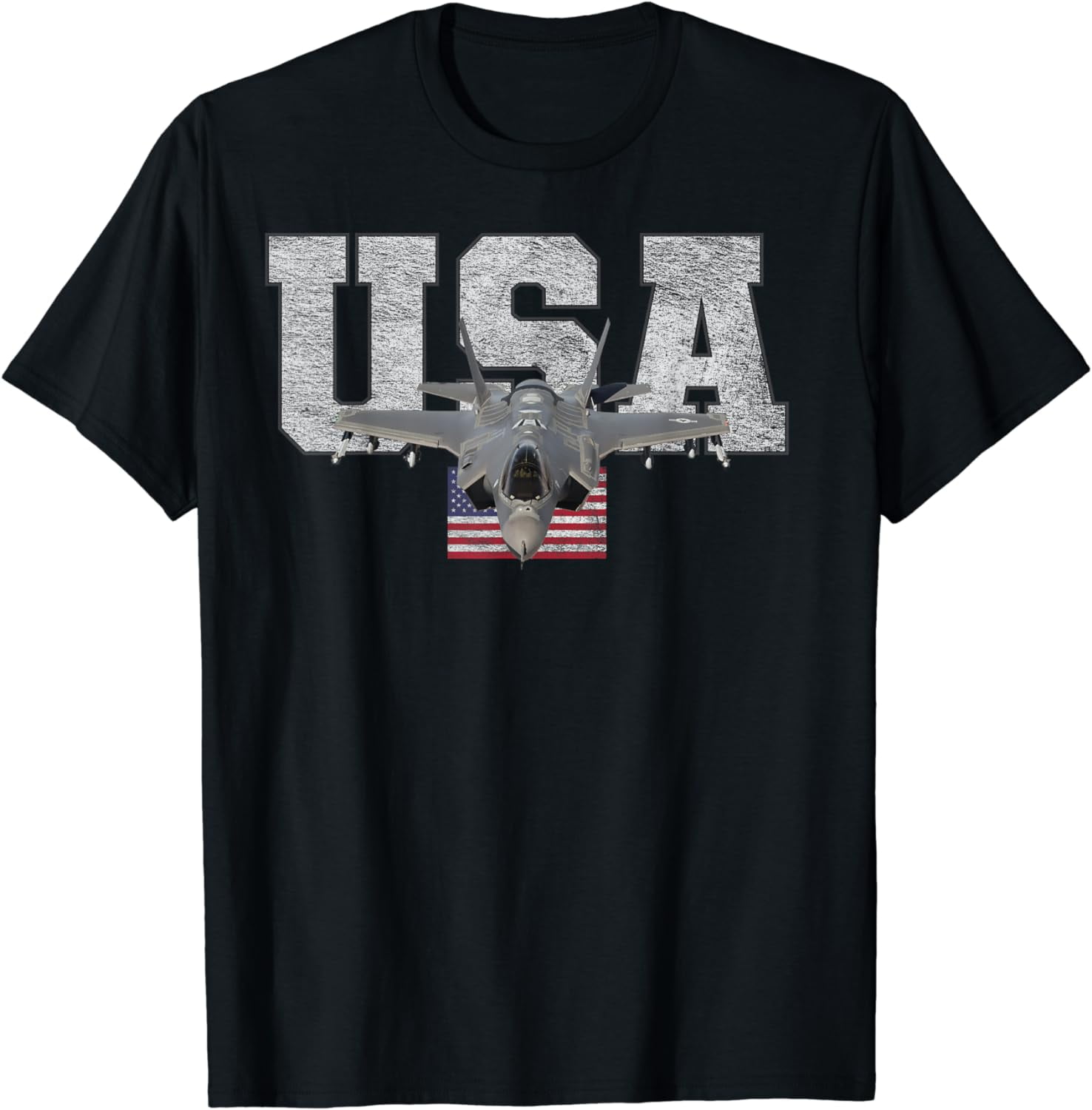 USA Patriotic American Flag F-35 Fighter Jet Design T-Shirt - Walmart.com