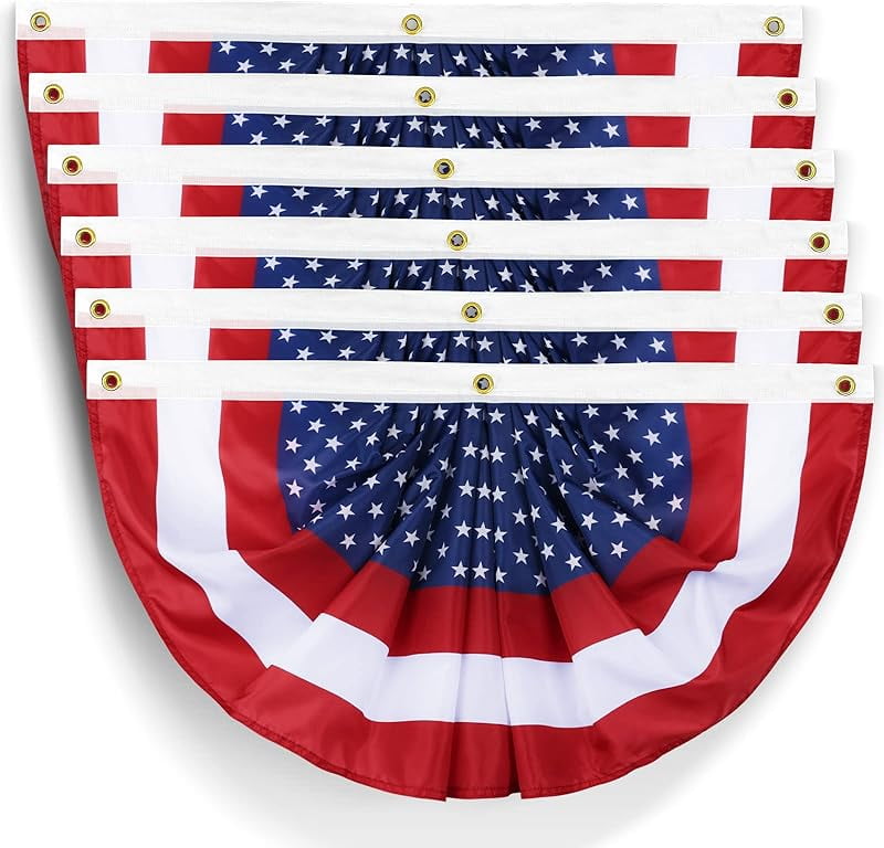 USA Patriotic Bunting Fan Flags 1.5x3 Ft Banner American Independence Day 4th of July Veterans ...