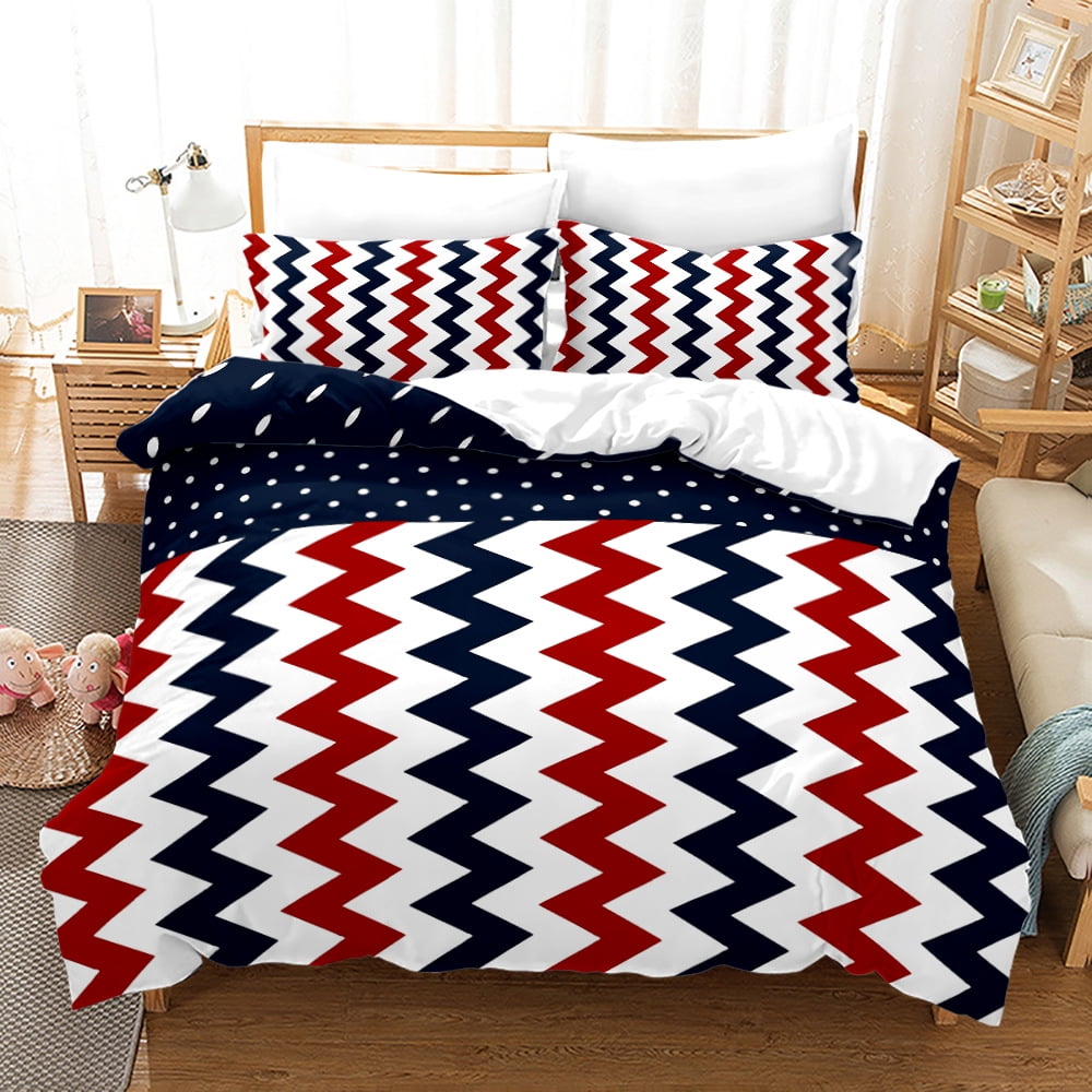 USA Patriotic Duvet Cover American Flag Print Bedding Set Stars and ...