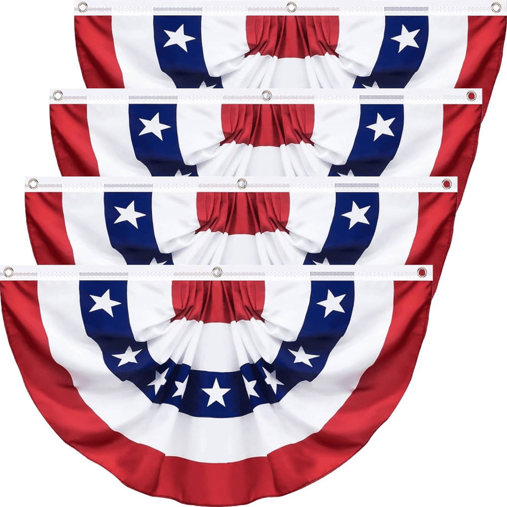 USA Patriotic Pleated Fan Flag - 4PCS American US Flag Bunting Banner ...