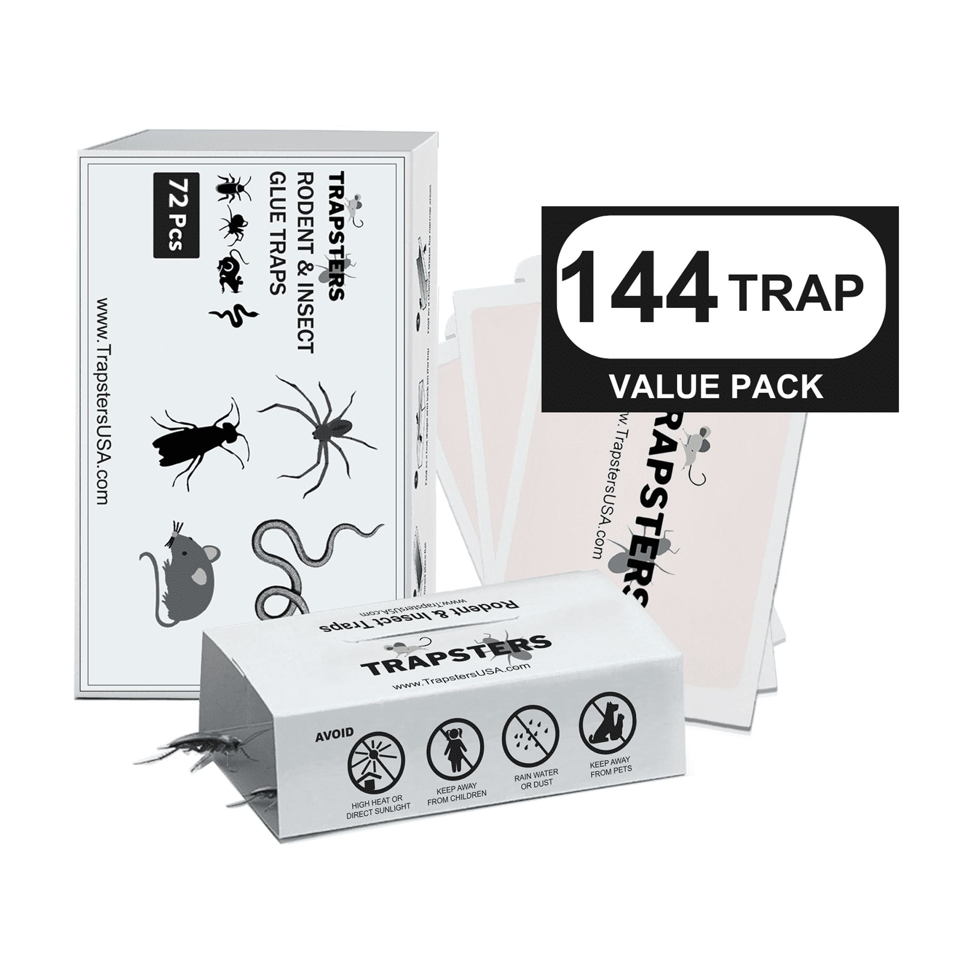 USA Pest Paper Glue Trap Sticky Boards (144CT) - 8.3''x5.3'' Extra ...