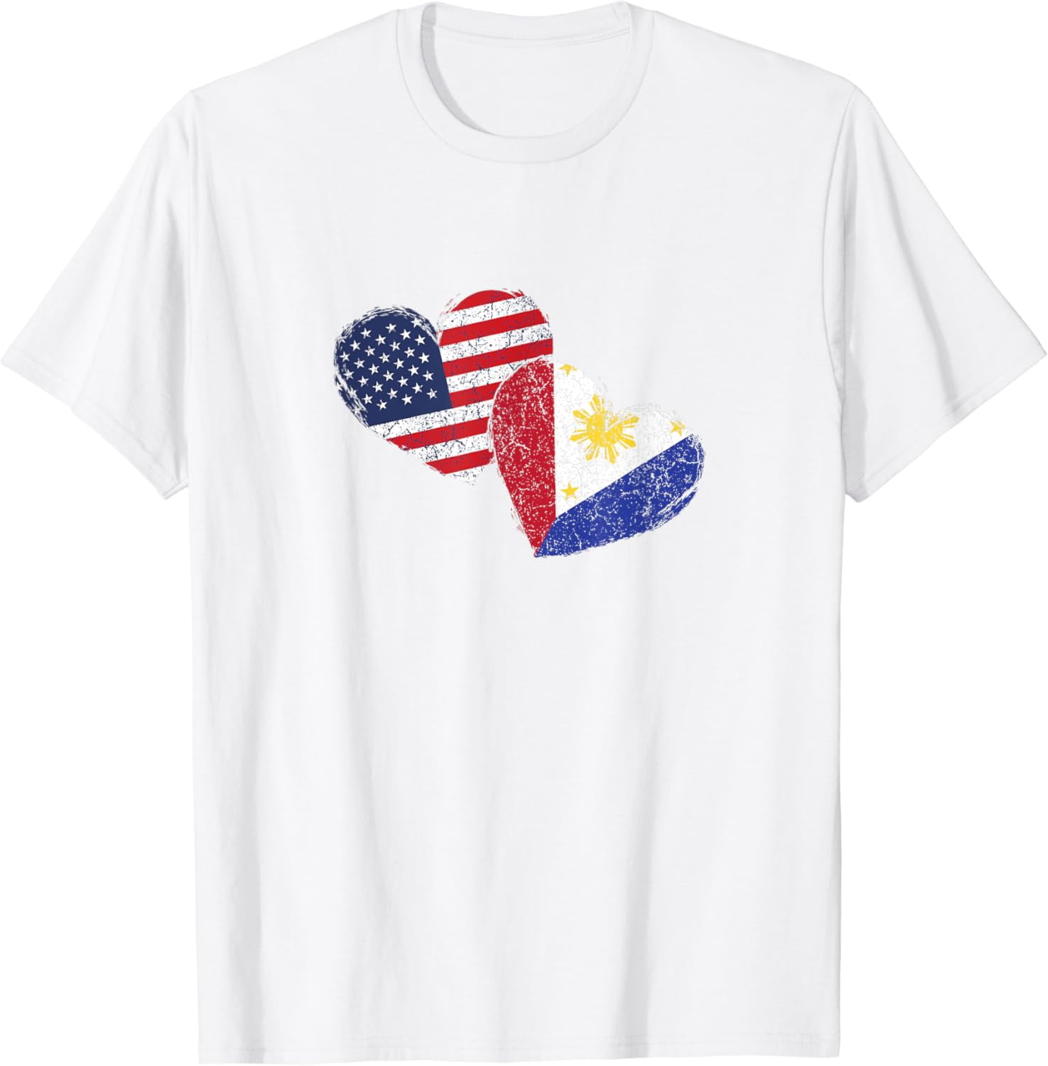 USA Philippine Heart Country Flag American Filipino Pinoy T-Shirt100 ...