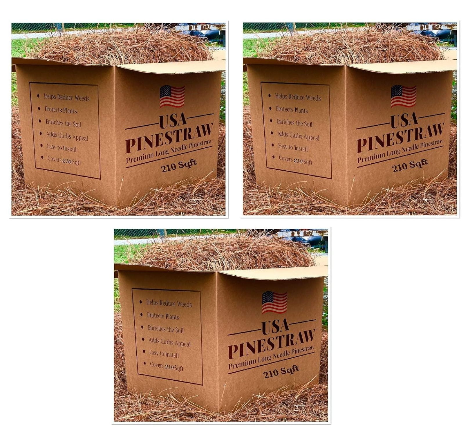 USA Pine Straw - Premium Pine Needle Mulch (Pine Needle Mulch - 210 ...