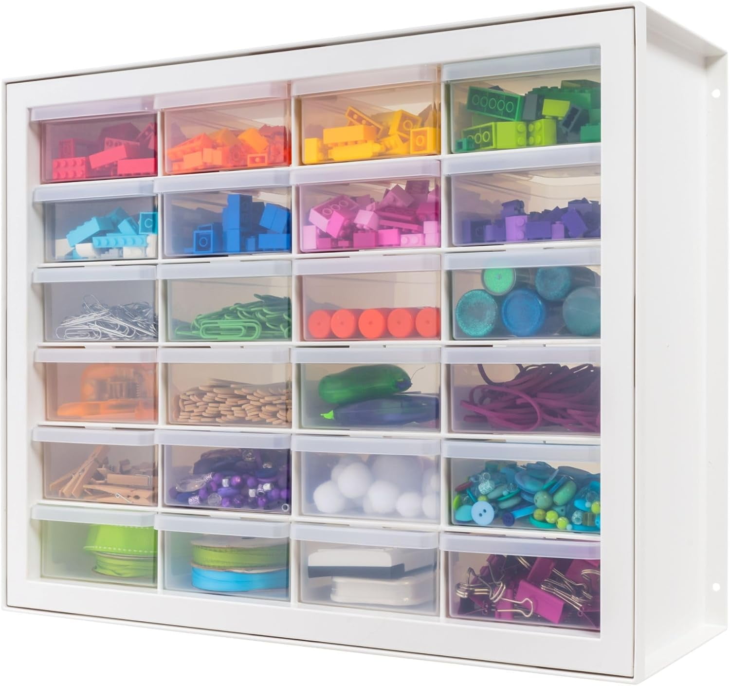 USA Plastic Drawer Storage Organizer, 24-Drawer Teacher Toolbox Bead ...