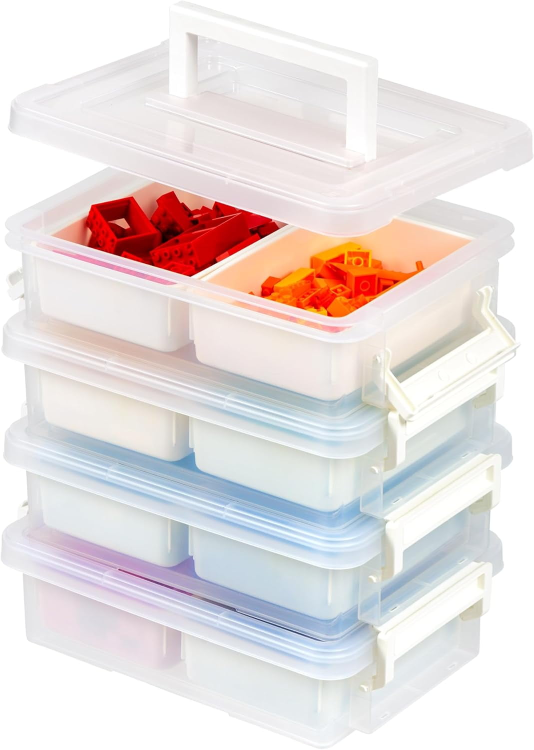 USA Plastic Storage Bins with Lids 6 Qt. Craft Organizers and Storage ...