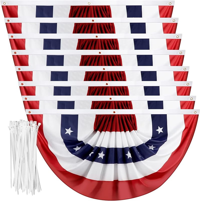 USA Pleated Fan Flag, 3x6 Feet American US Bunting Flag Patriotic Half ...