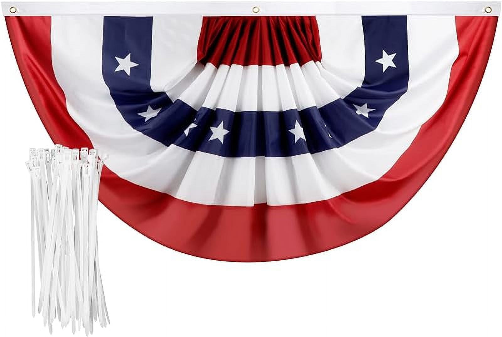 USA Pleated Fan Flag, 3x6 Feet American US Bunting Flag Patriotic Half ...