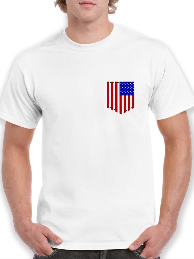 USA Pocket Flag Graphic Men White T-Shirt, Male Large - Walmart.com
