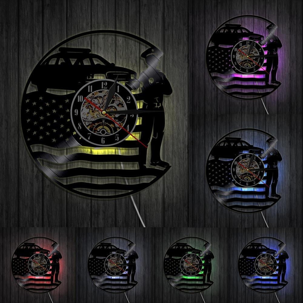 USA Policeman Wall Clock Police Station Wall Decor Vinyl Record Wall ...