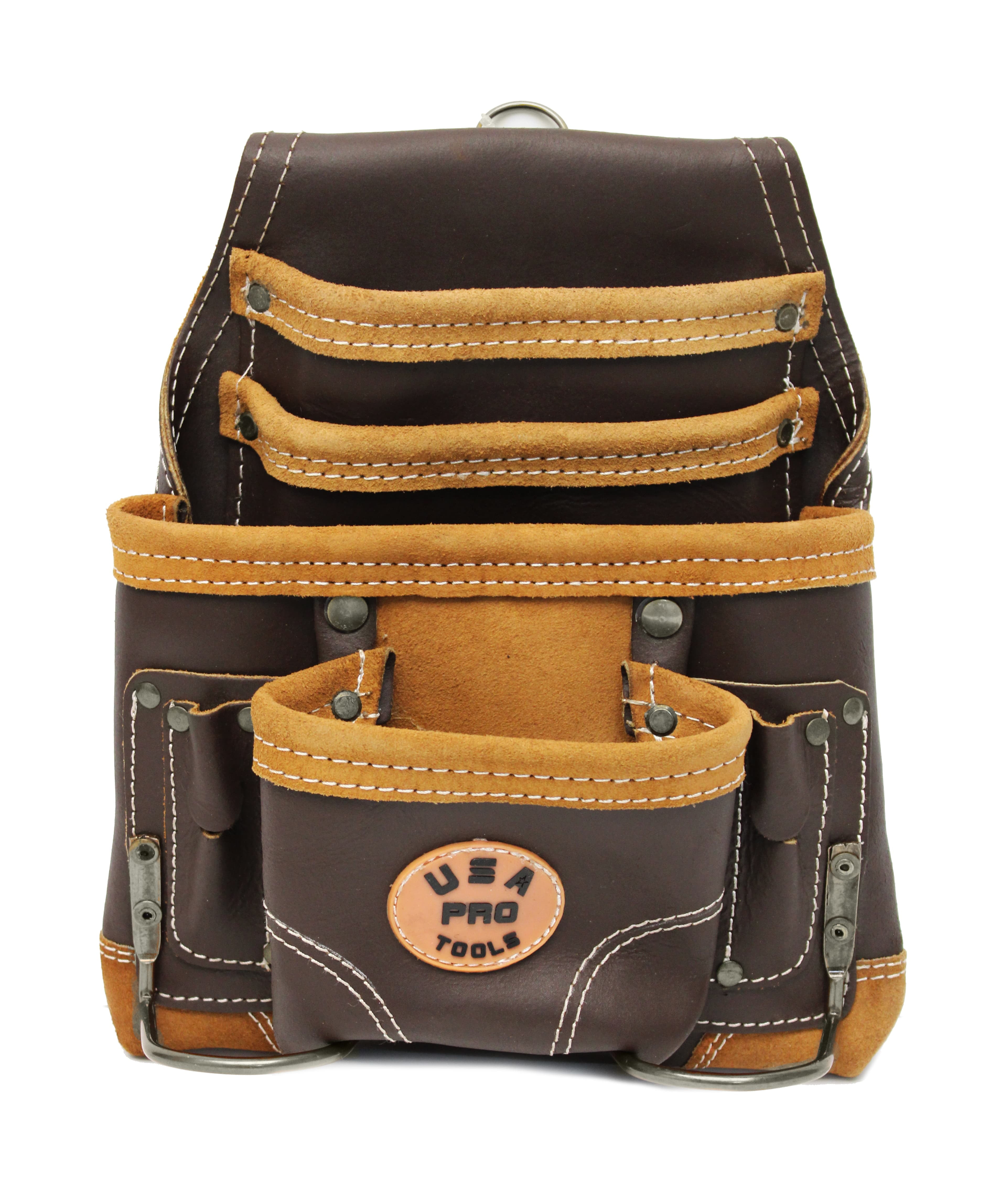 USA Pro Tools Carpenter Tool Pouch,10 Pockets with 2 Hammer Holders ...