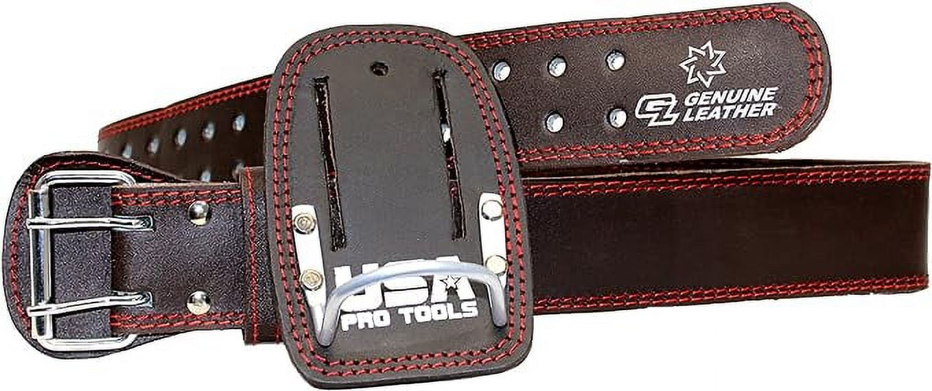 USA Pro Tools Leather Tool Belt with Hammer Holder | Genuine Leather ...
