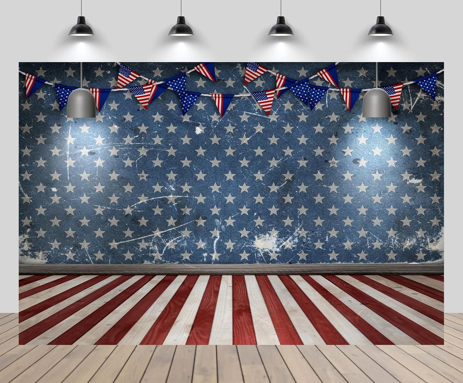 USA Retro Room Backdrop American Independence Day United States Stars ...