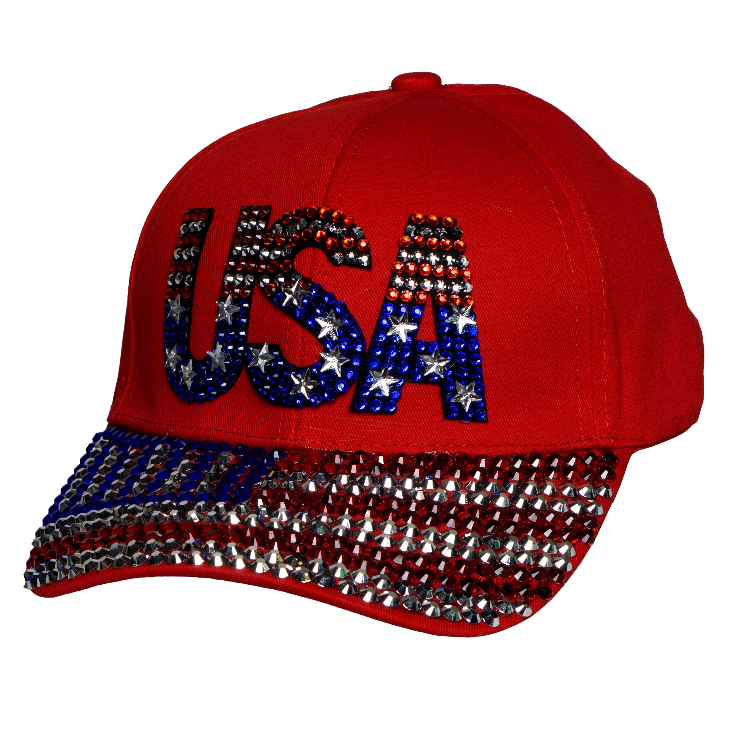 USA Rhinestone Baseball Cap - Patriotic American Flag Bling Hat for ...