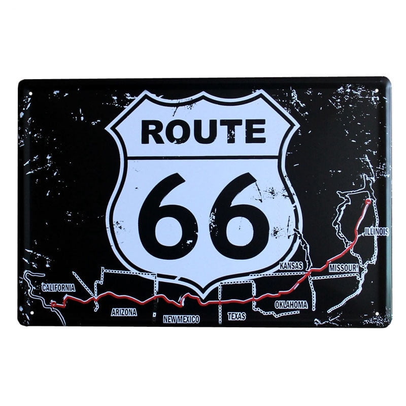 USA Route 66 Metal Sign Plates Garage Signs Vintage Tin Plate Bar Wall ...