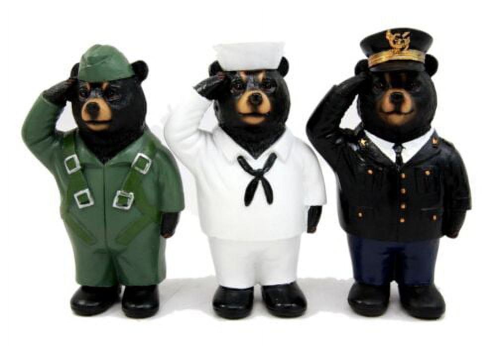 USA Sailor Pilot & Admiral Saluting Bear Figurine Uniformed Service ...