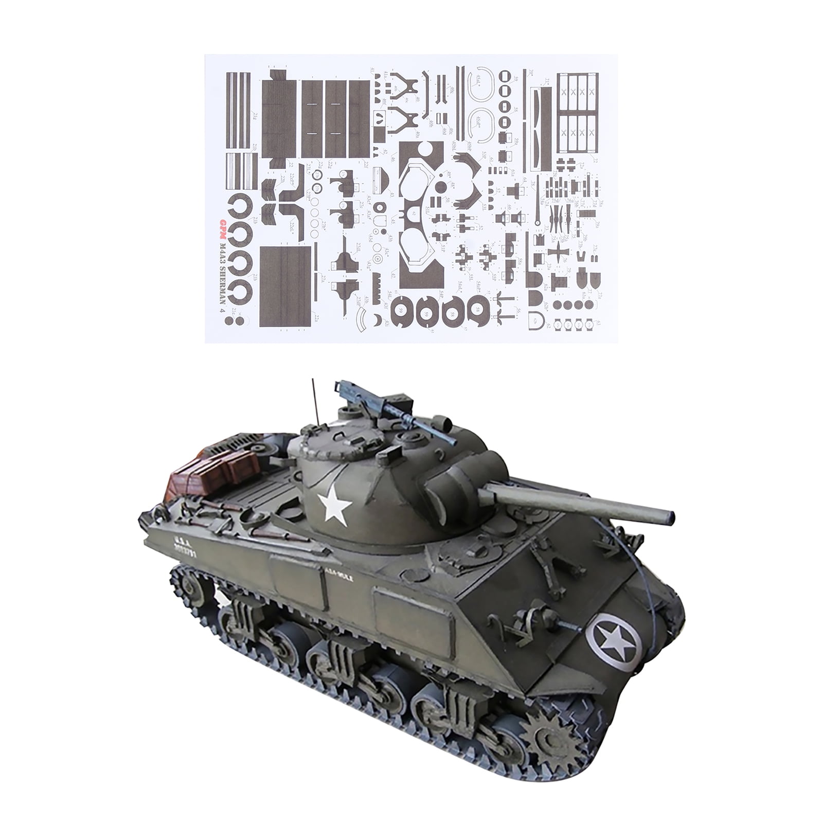 USA Sherman M4A3 Tank Paper Model for Military History Collectibles ...