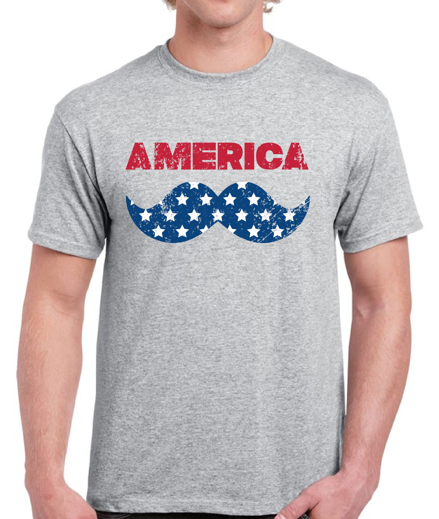 USA Shirts for Men - 4th of July America USA Mustache Graphic Patriotic ...