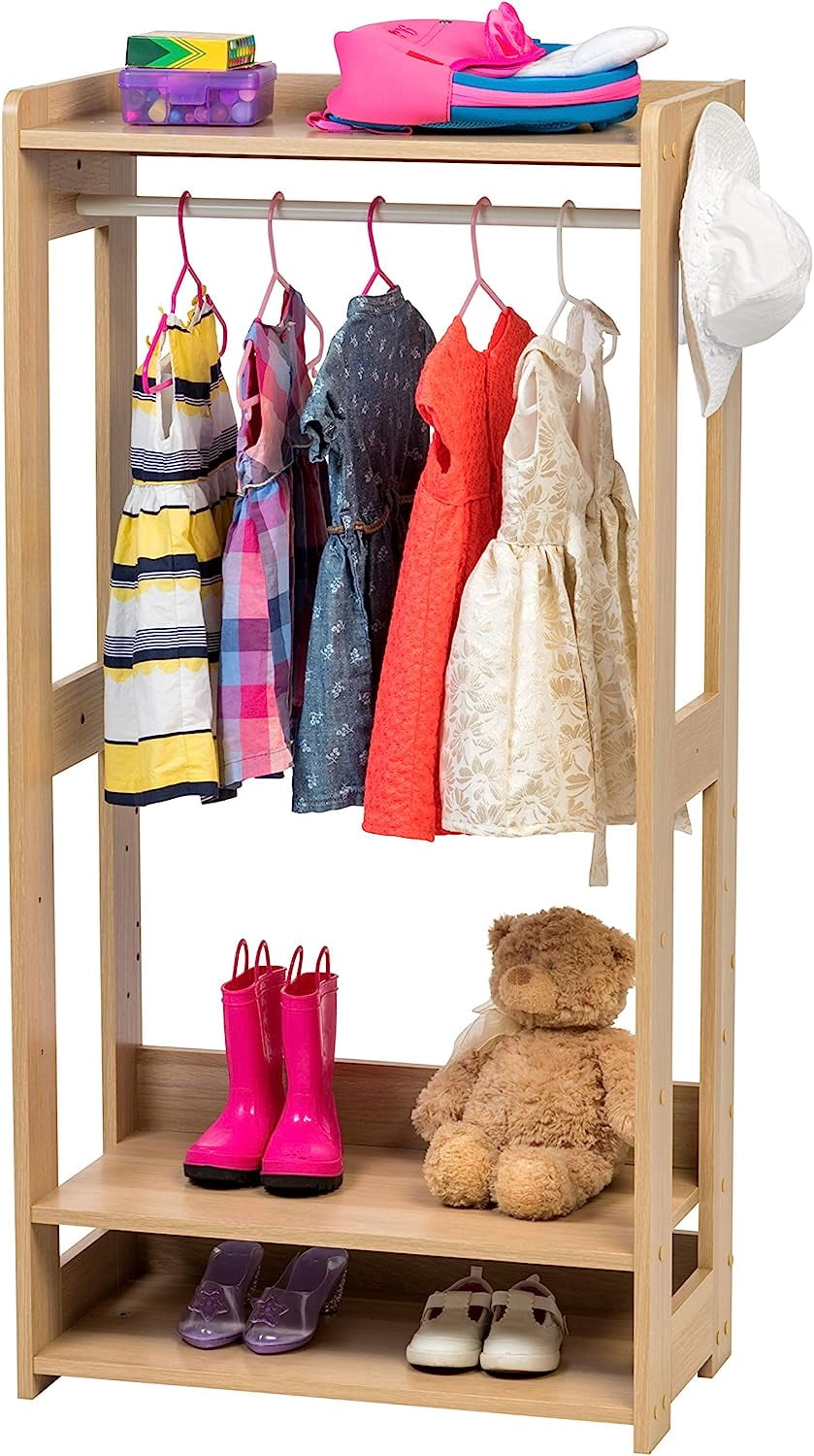 USA Small Open Wood Clothing Rack for Small Spaces, Clothes Rack with ...